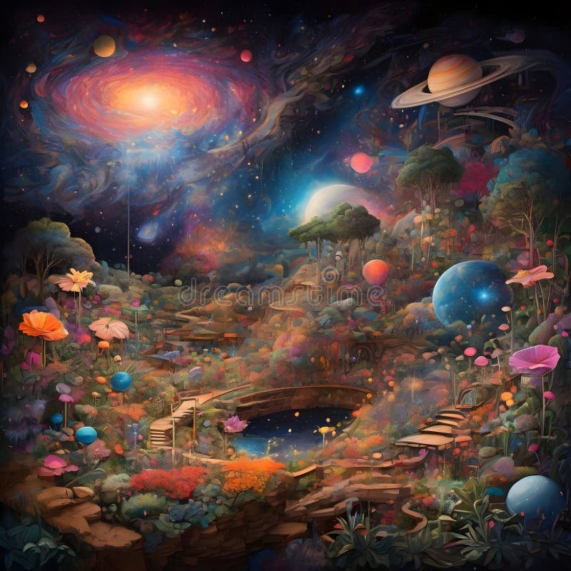 Painting of the Densest Universe Garden Combined with the Densest Multi ...
