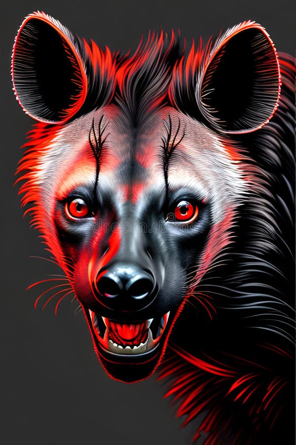 A Painting Headshot Image of the Ferocious Animals with Fiery Eyes ...