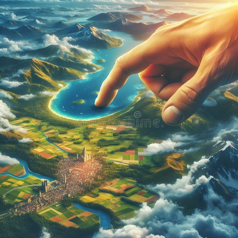 Surreal Image of God S Index Finger from Above Pressing Against the ...