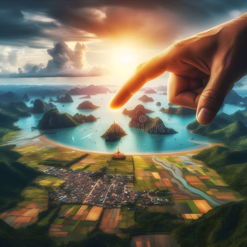 Surreal Image of God S Index Finger from Above Pressing Against the ...