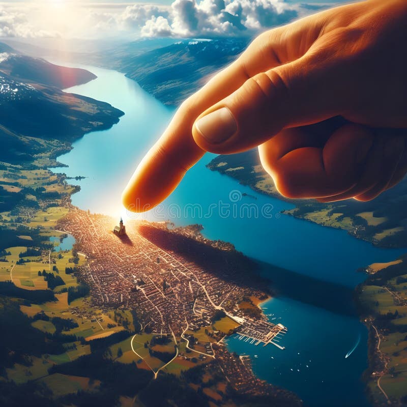 Surreal Image of God S Index Finger from Above Pressing Against the ...