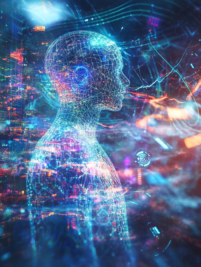 Artificial Intelligence Generating Voices with Colorful Waves Stock ...