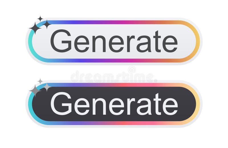 Artificial Intelligence Generation Button. AI Technology Icon. Machine ...