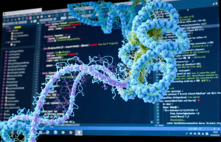 Artificial Intelligence in Genetic Research, DNA Analysis Software Interface, Biotechnology ...