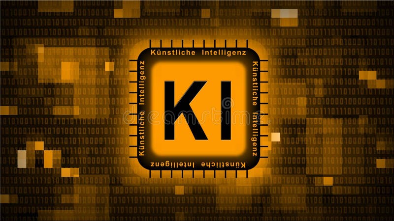 Artificial Intelligence KI Lettering on Chip - Orange Abstract ...
