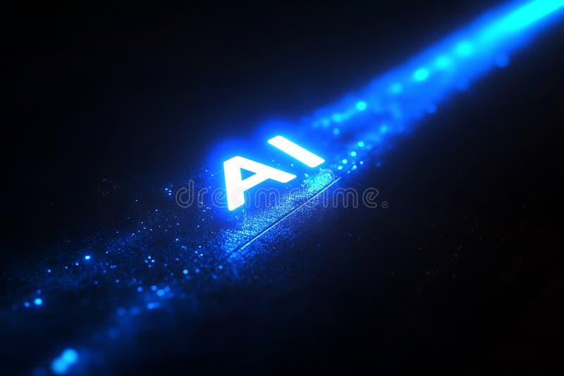 Artificial Intelligence Glowing Blue Light Symbol Stock Illustration ...
