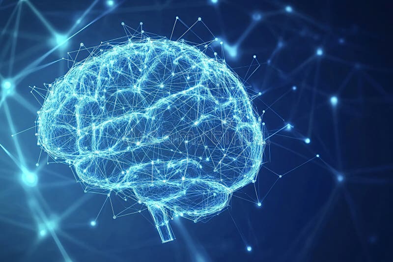 Artificial Intelligence Glowing Brain Processing Data Stock ...