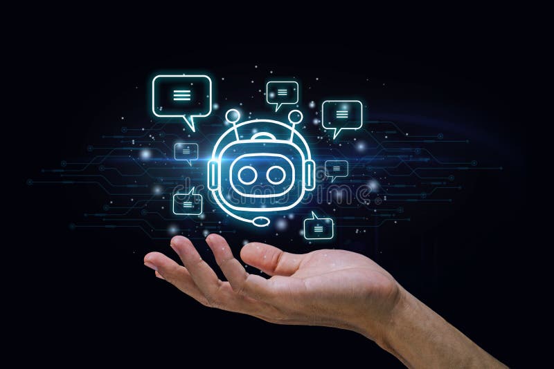 Artificial Intelligence.Hand Holding Digital Chatbot for Provide Access ...