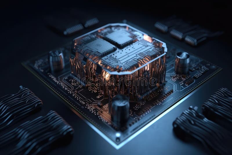 Artificial Intelligence Hardware Concept. Brain Made of Circuits in the ...