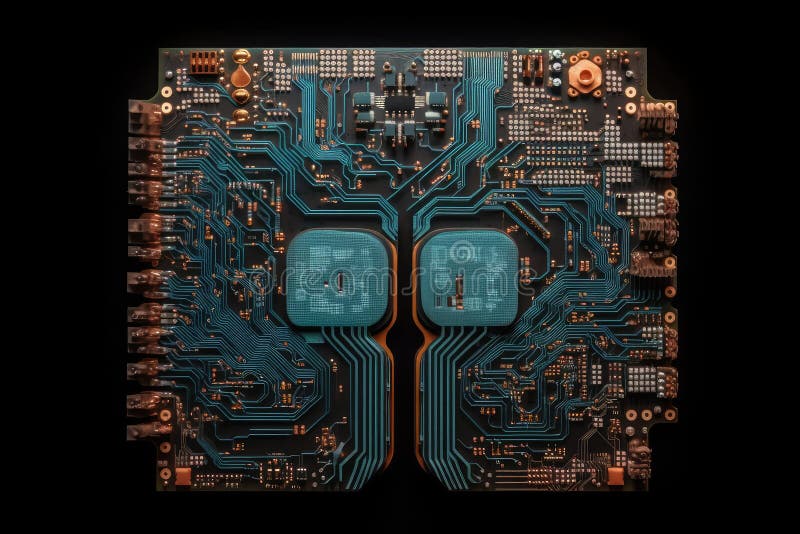 Artificial Intelligence Hardware Concept. Brain Made of Circuits in the ...