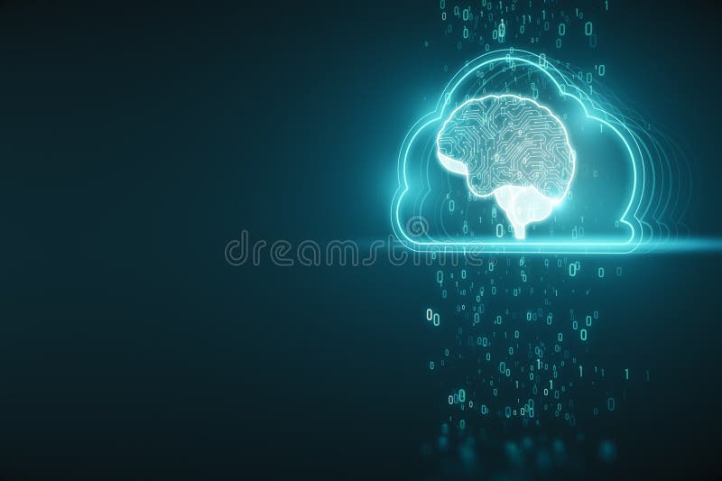 Cloud brain metal logo stock vector. Illustration of technology - 106947514