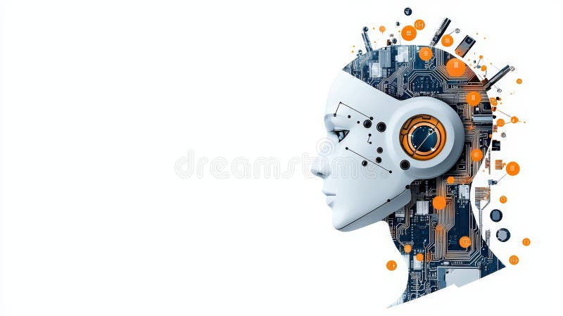 Artificial Intelligence Head Profile Design Stock Illustration ...