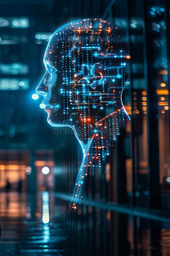 Artificial Intelligence Head Profile Digital Brain Network Technology ...