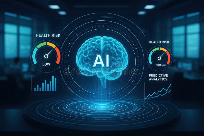 Artificial Intelligence Health Risk Assessment Futuristic Brain ...