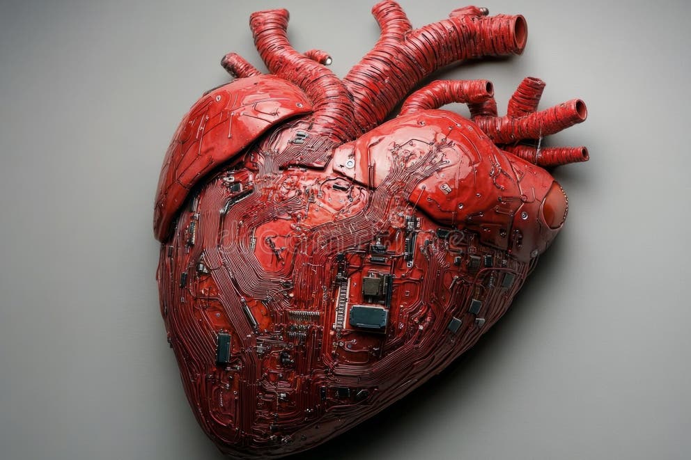 Artificial Intelligence Heart Pumping Showing Humanity and Technology ...