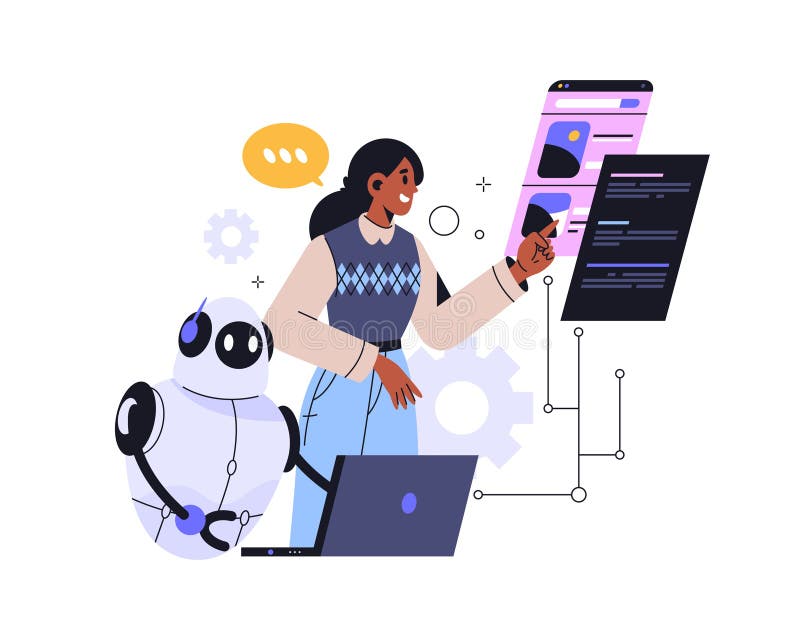 Artificial Intelligence Help Analyze Data. Vector Stock Vector - Illustration of data, future ...