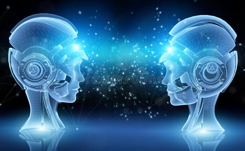 Artificial Intelligence Holographic Projection with Robot Head 3D ...