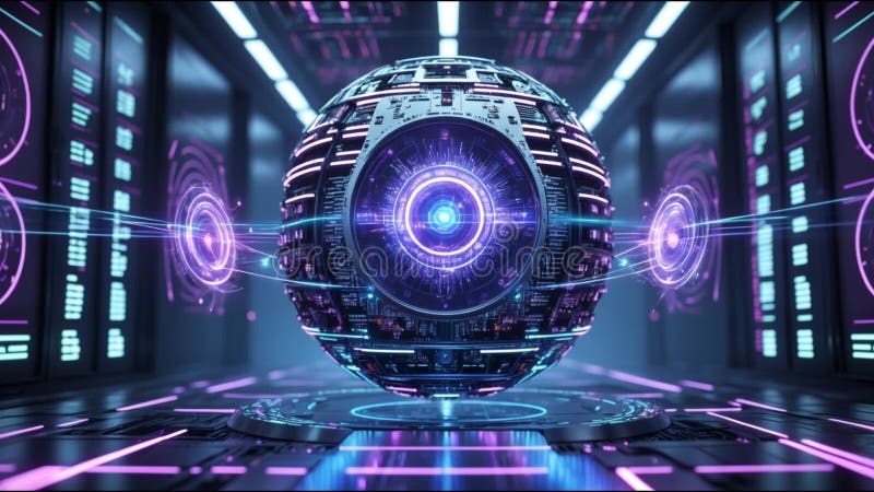 Artificial Intelligence Hub in a Futuristic Environment with Blue and ...