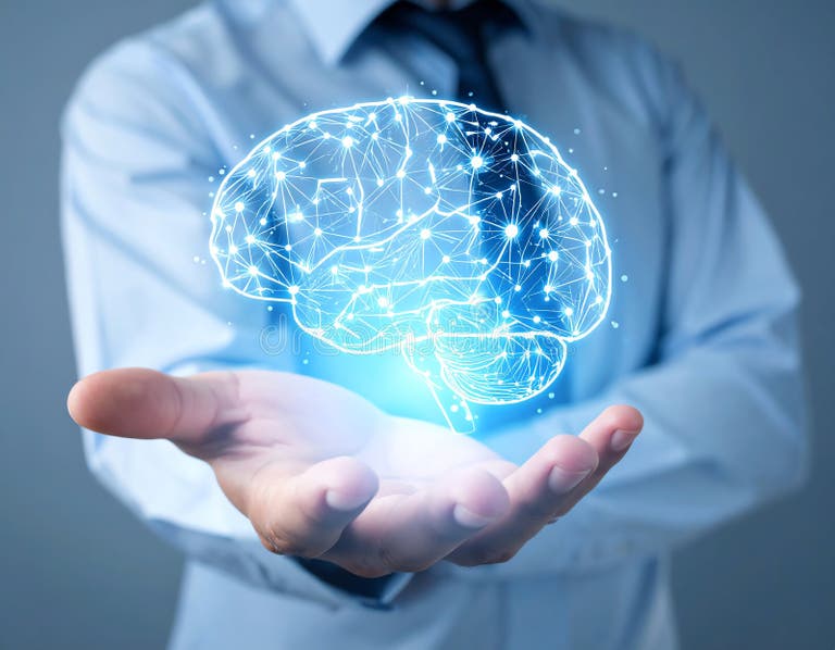 Artificial Intelligence and Human Brain Stock Photo - Image of ...