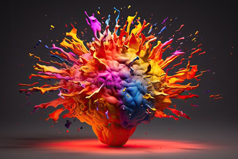 Artificial Intelligence, Human Brain Colored. Colorful. Creativity ...