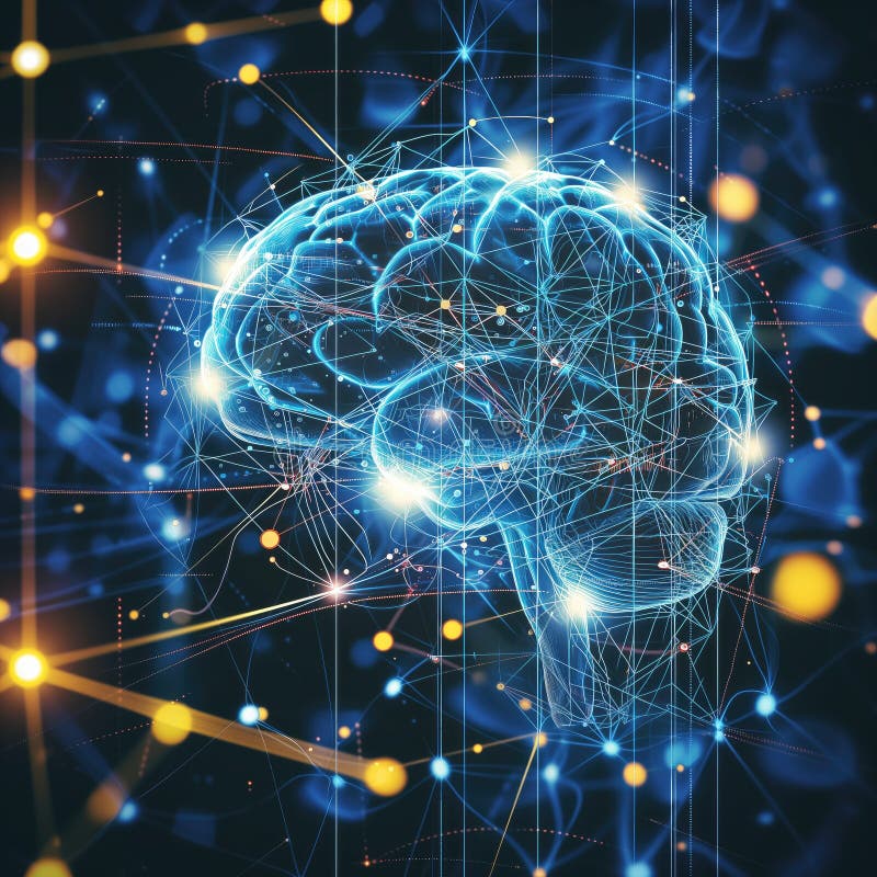 Artificial Intelligence and Human Brain Stock Illustration ...