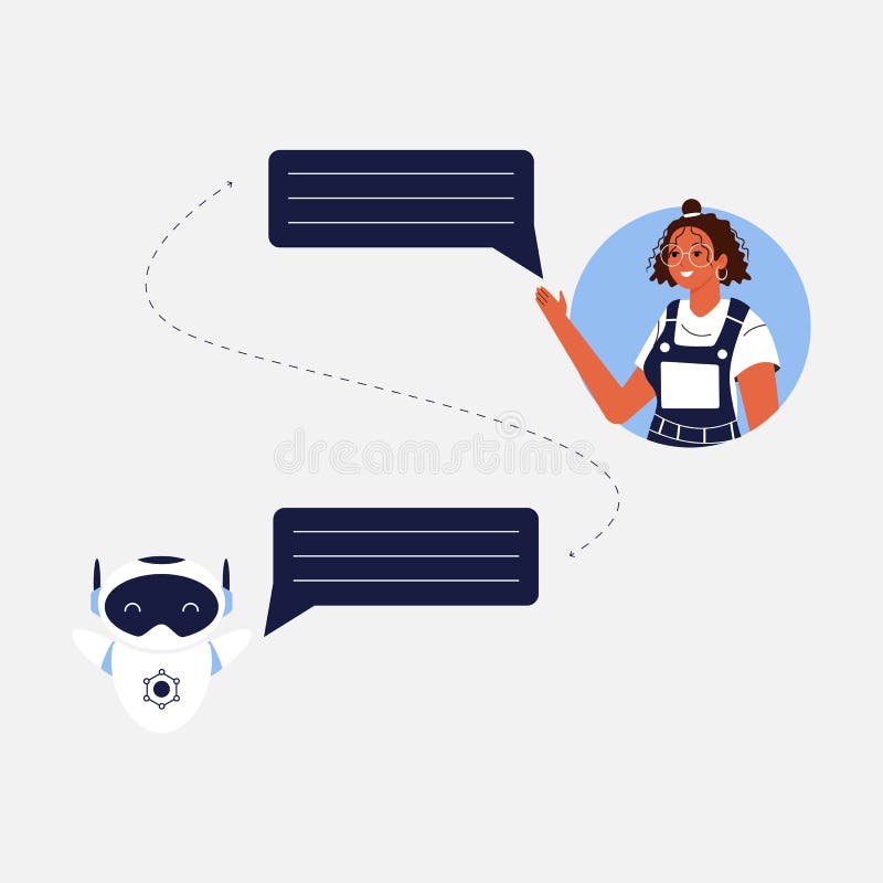 Artificial Intelligence and Human: Chatbot Stock Vector - Illustration ...