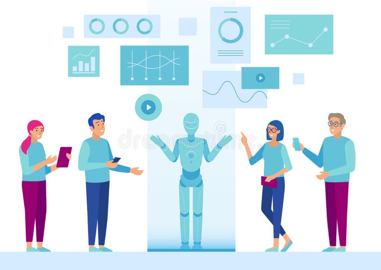 Artificial Intelligence and Human Communication Stock Illustration ...