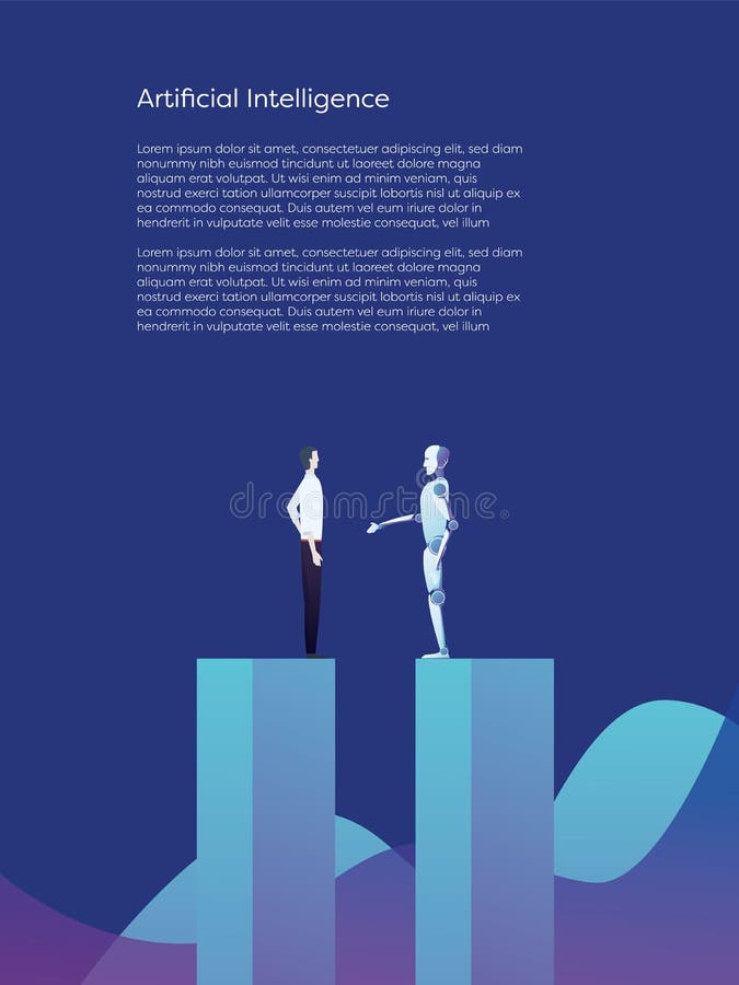 Artificial Intelligence and Human Cooperation Vector Concept. Ai Robot ...