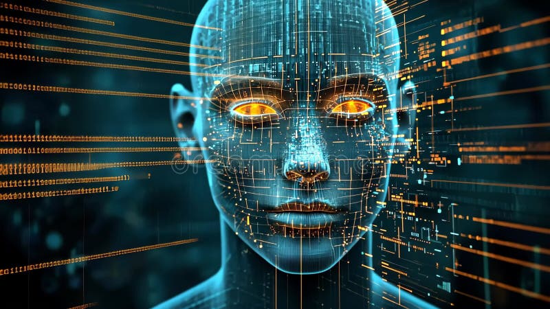 Artificial Intelligence with a Human Face Stock Video - Video of cyborg ...