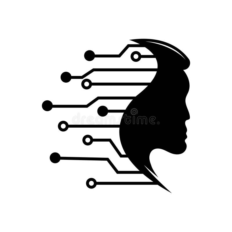 Artificial Intelligence and Human Face Logo Template Stock Illustration ...