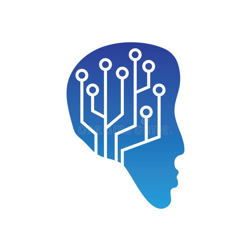Artificial Intelligence and Human Face Logo Template Stock Illustration ...