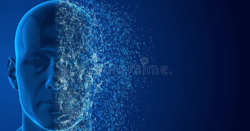Artificial Intelligence Human Head Binary Digits Plexus Dissolved Stock Video - Video of ...