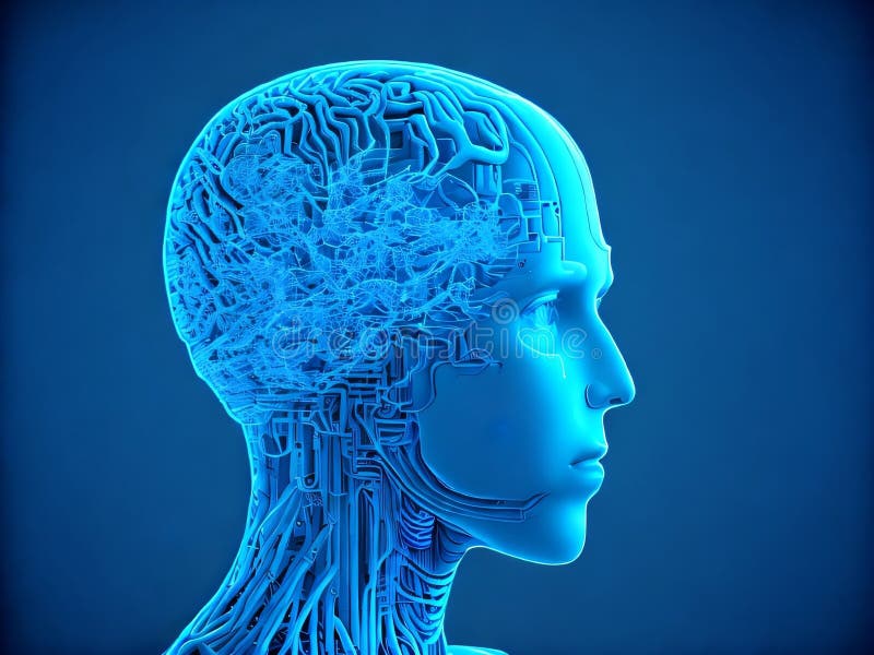 Artificial Intelligence. Human Head Outline with Circuit Board Inside ...