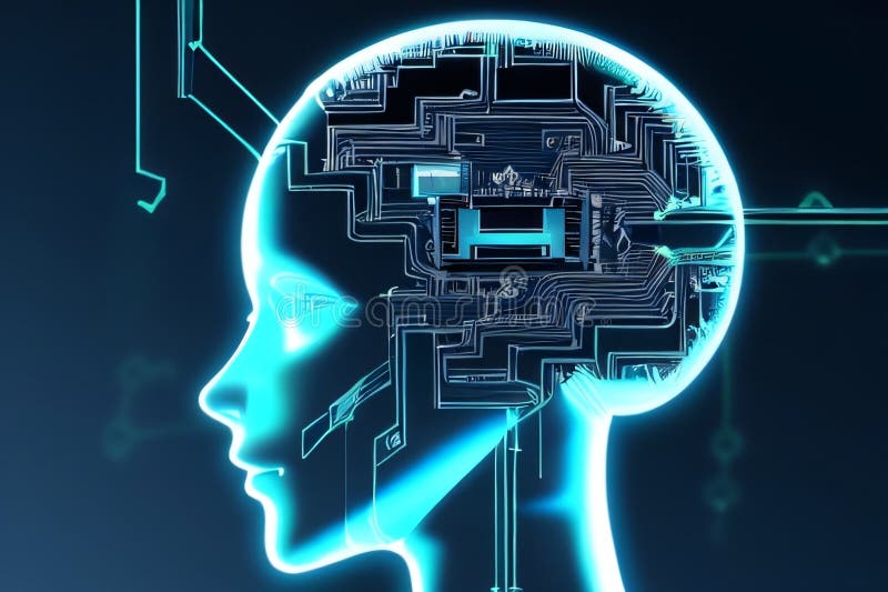 Artificial Intelligence. Human Head Outline with Circuit Board Inside ...