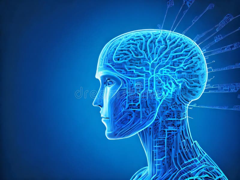 Artificial Intelligence. Human Head Outline with Circuit Board Inside ...