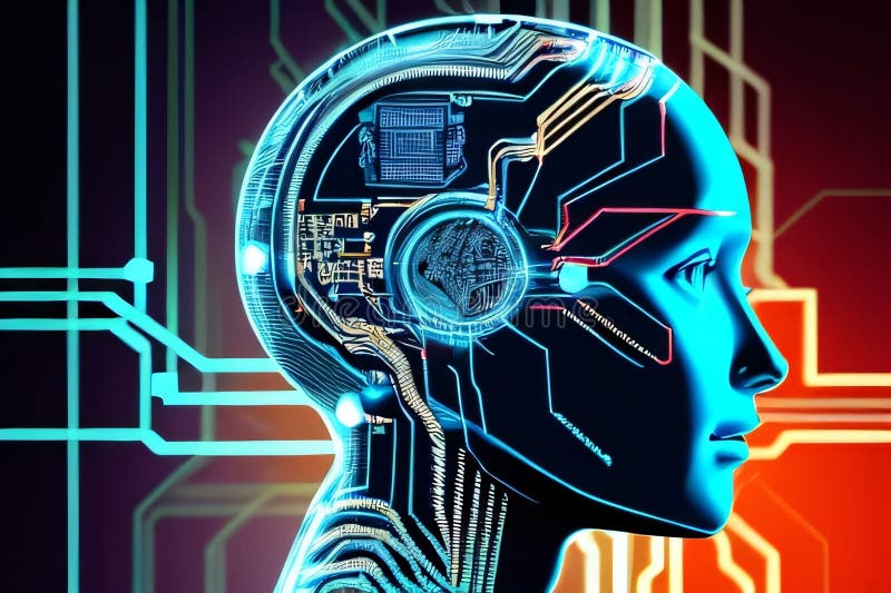 Artificial Intelligence. Human Head Outline with Circuit Board Inside ...