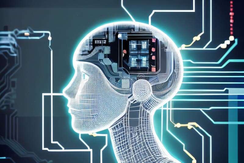 Artificial Intelligence. Human Head Outline with Circuit Board Inside ...