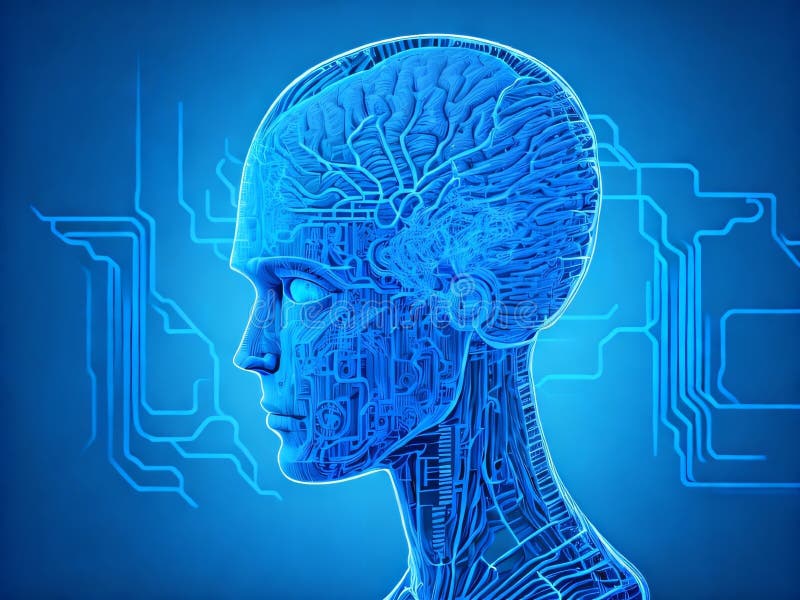 Artificial Intelligence. Human Head Outline with Circuit Board Inside ...
