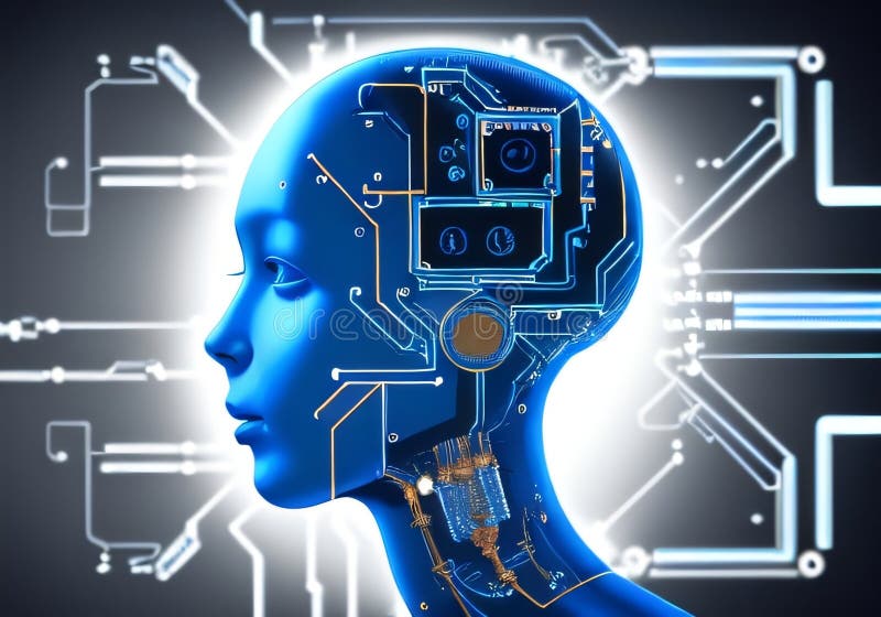 Artificial Intelligence. Human Head Outline with Circuit Board Inside ...