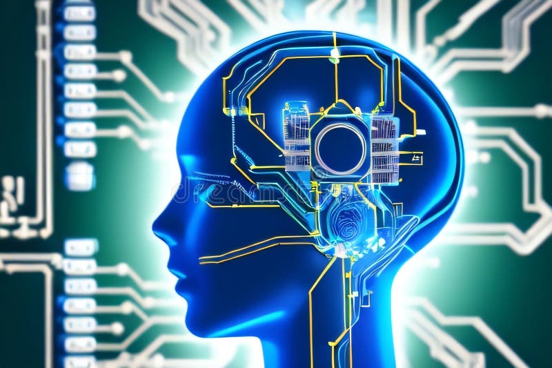 Artificial Intelligence. Human Head Outline with Circuit Board Inside ...
