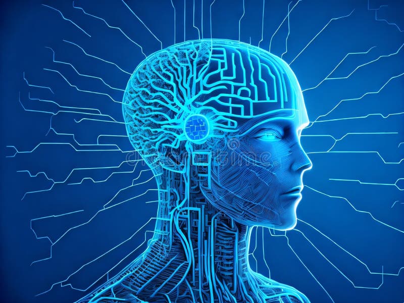 Artificial Intelligence. Human Head Outline with Circuit Board Inside ...