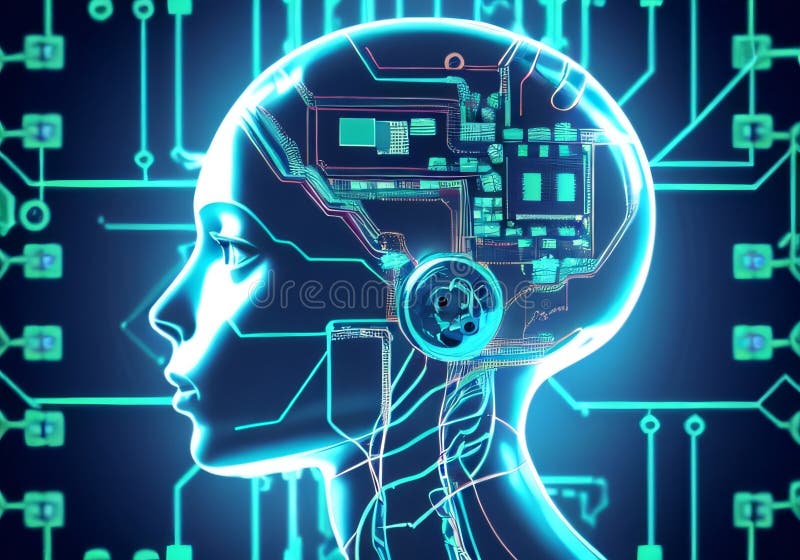 Artificial Intelligence. Human Head Outline with Circuit Board Inside ...