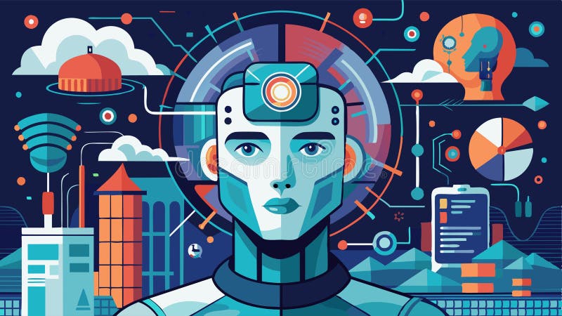 Artificial Intelligence. Human Head Outline. Futuristic Technology and ...