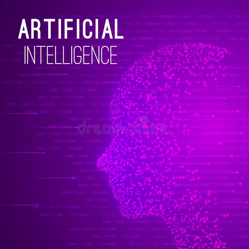 Artificial Intelligence. Human Head Outline. Technology and Engineering Concept. Vector ...