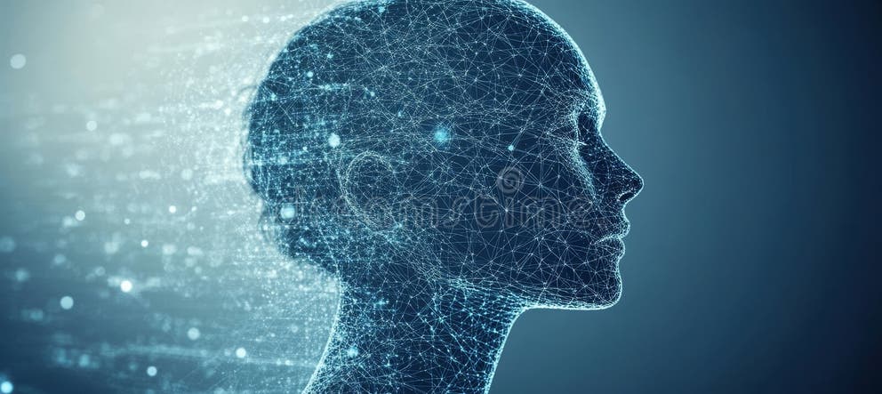 Artificial Intelligence. Human Head Wireframe Mesh. Neural Network and ...