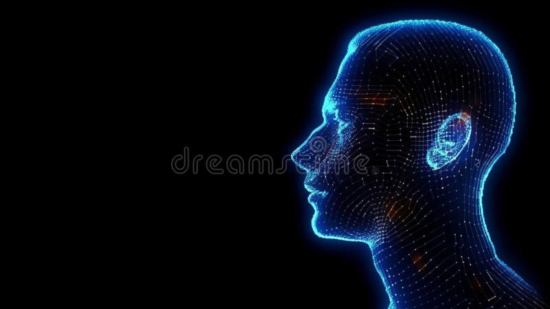 Artificial Intelligence. Human Profile Made of Neon Lines. Cyber Mind ...