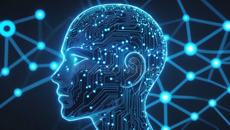 Artificial Intelligence Human Profile with Neural Network Connections ...