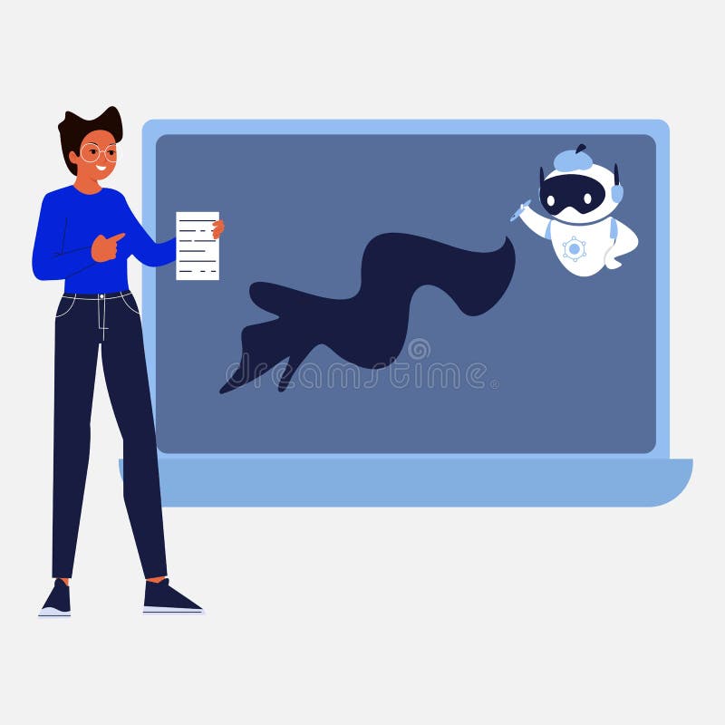 Artificial Intelligence and Human: Text To Image Stock Vector ...