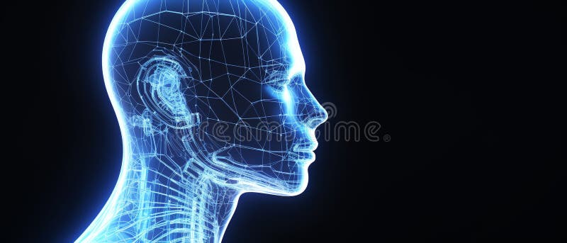 Artificial Intelligence Humanoid Head with Neural Network. AI Head with ...