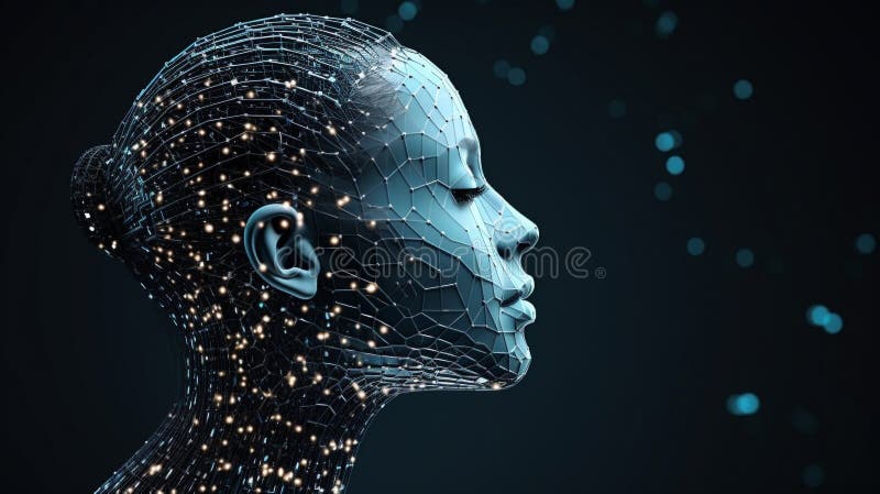 Artificial Intelligence Humanoid Head with Neural Network. AI Head with ...